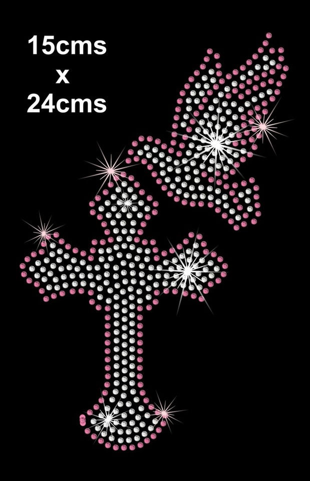 Large Iron On Gothic Rhinestone Cross transfer - Crystal T Shirt Motif ...