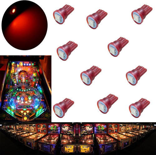 LED 10PCS #555 T10 1SMD LED Wedge Pinball Machine Light Top View Bulb ...