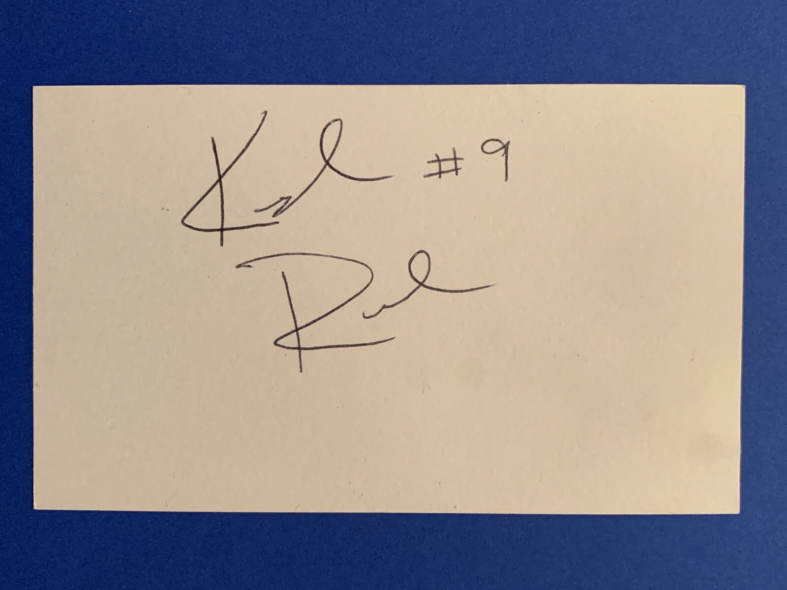KYLE RUDOLPH #9 Signed NOTRE DAME-VIKINGS -GIANTS 3x5 Index Card ...