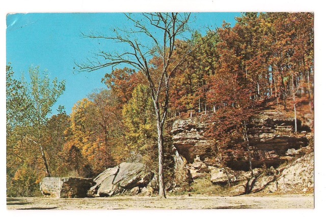 FALLEN ROCK Fall Autumn Park PARKE COUNTY Indiana Postcard IN Koppel ...