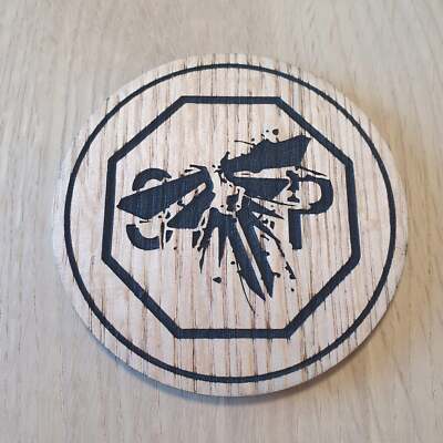Laser cut wooden coaster. Fireflies Graffiti Stop road sign | eBay UK