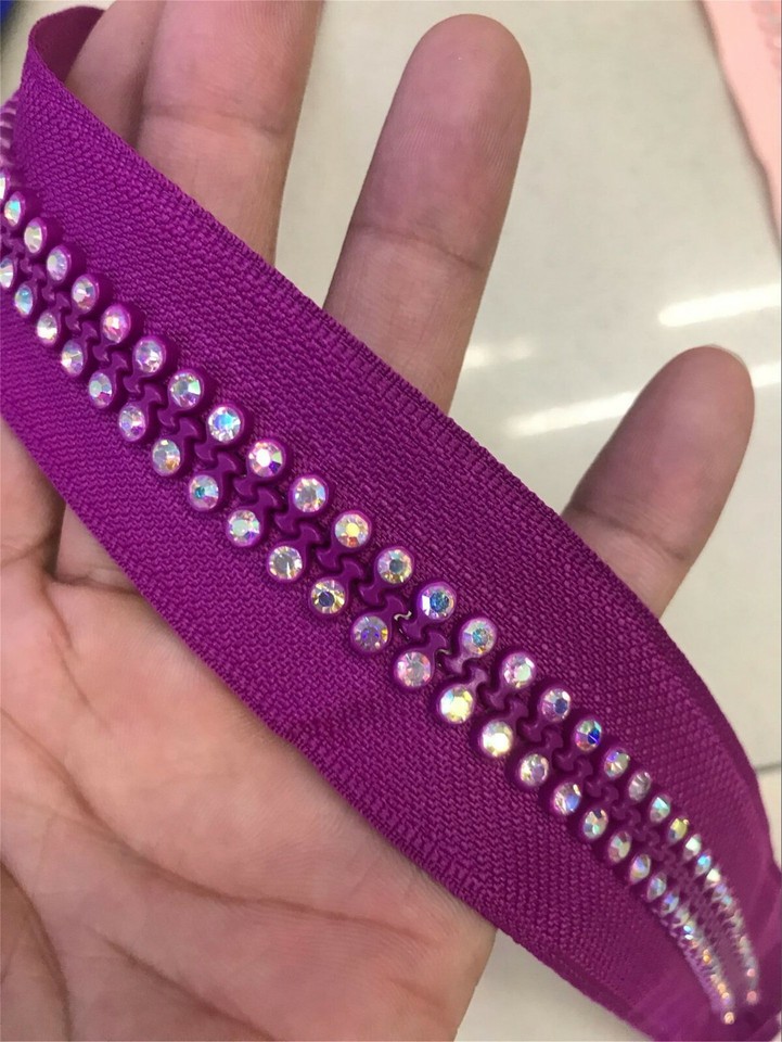 Rhinestone Zipper 60cm 2row Silver Gold Crystal AB Clothes Jacket Sew ...