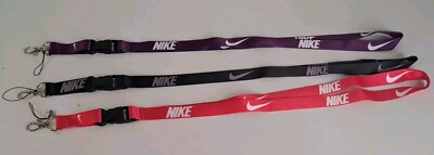 NIKE Lanyard Strap Detachable Keychain Badge ID Holder Swoosh Multiple ...