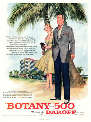 1950s vintage Ad for BOTANY 500 Suits Tailored by Daroff, Vacation ...