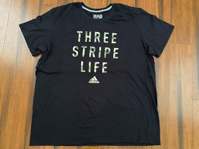 Adidas Three Stripe Life Go-To Performance Tee Black New Men's T-Shirt ...