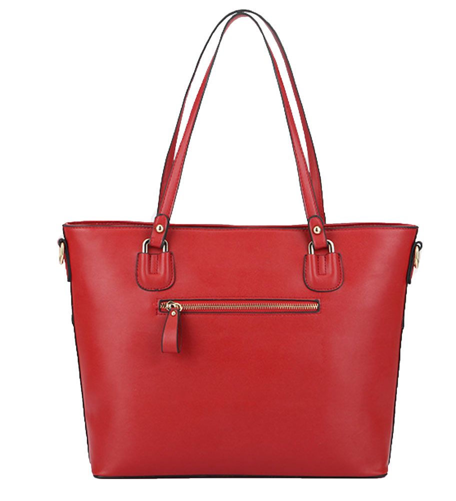 Zzfab Deluxe Women 3 Pcs Purse Set Tote Bag Office Bag set Red B701-Red ...