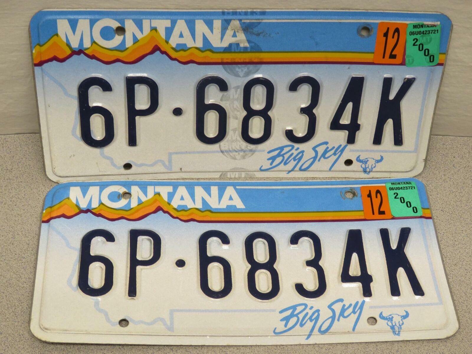 Montana License Plate Pair 6P-6834K Embossed "Rainbow" Base Gallatin Co ...