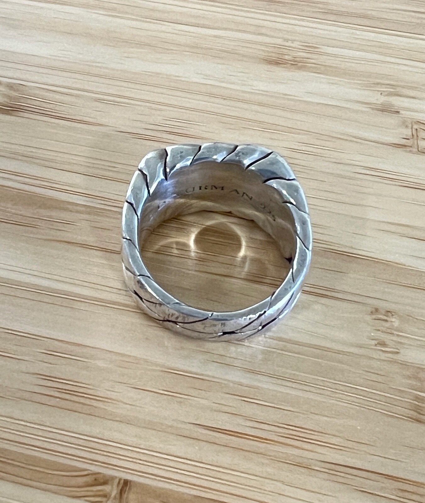 David Yurman Men's Curb Chain Signet Ring .925 Size 10 - Gem