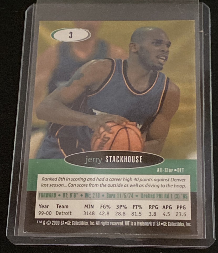 2000 Sage Hit Jerry Stackhouse #3 Detroit Pistons—North Carolina | eBay