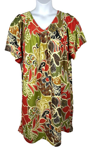 Anthony Richards Hawaiian Floral Midi Kaftan Caftan House Dress Plus ...