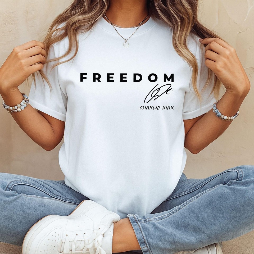Charlie Kirk Freedom Shirt, Charlie Kirk Freedom With Signature Tee, Unisex Tees | eBay