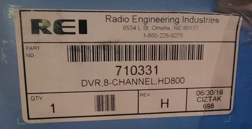 REI 710331 HD800 DVR 8 Channel DVR w/ Key Bus Security | eBay