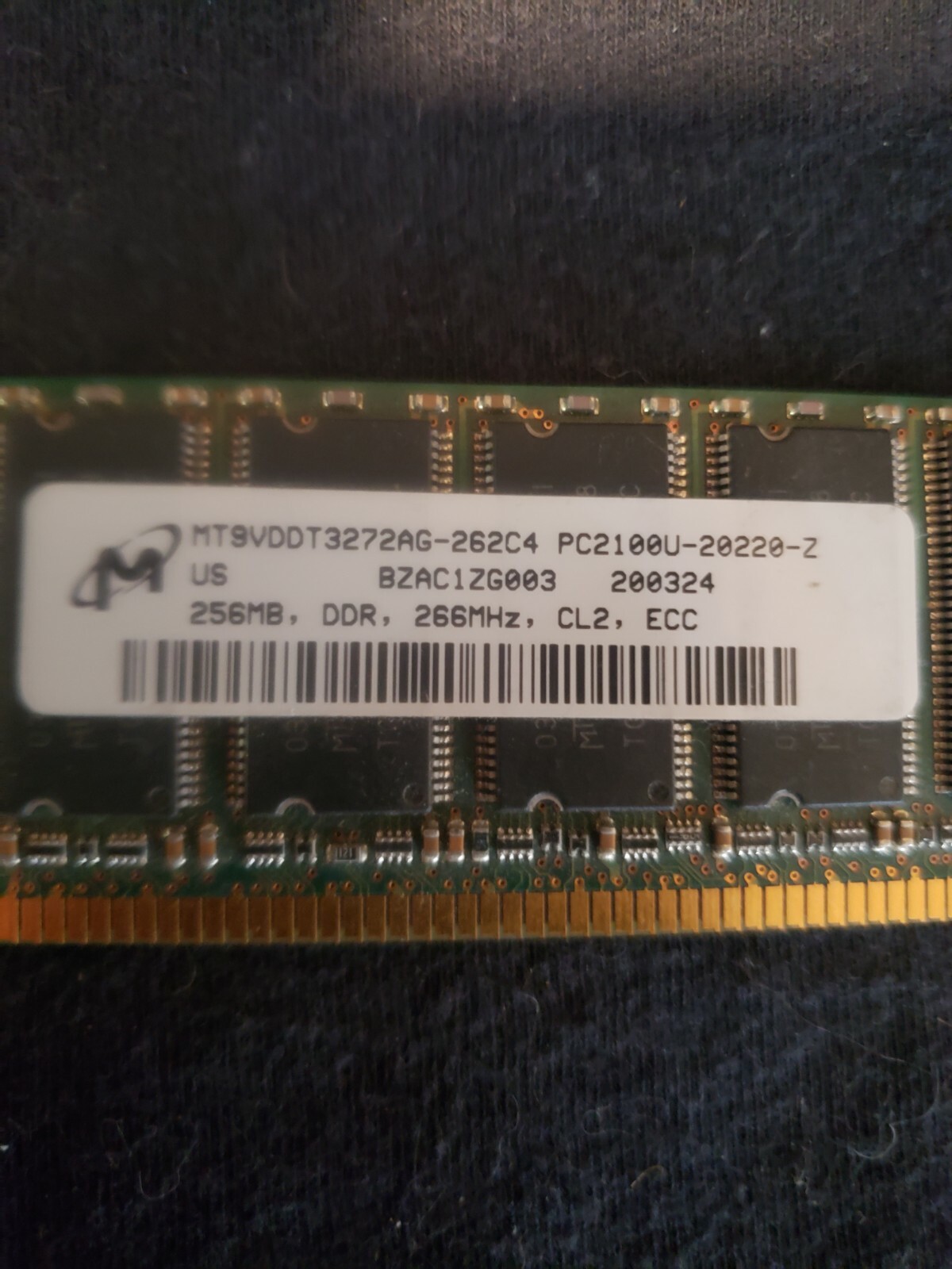 Micron MT8VDDT3264AG-265C4 MICRON 256MB old computer memory USED Qty 1 ...