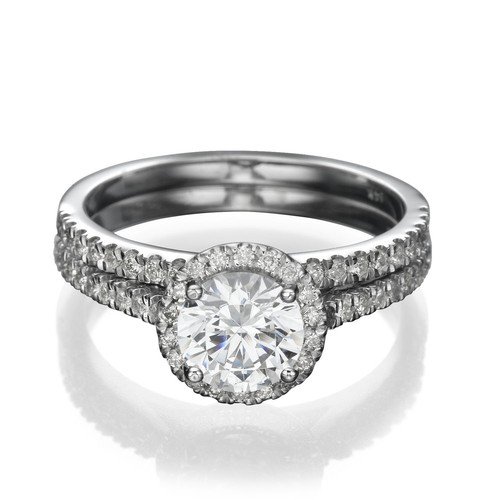 2.70 Karat H/VS2 Schöne Rundschliff Diamant Verlobungsring Set 14K ...