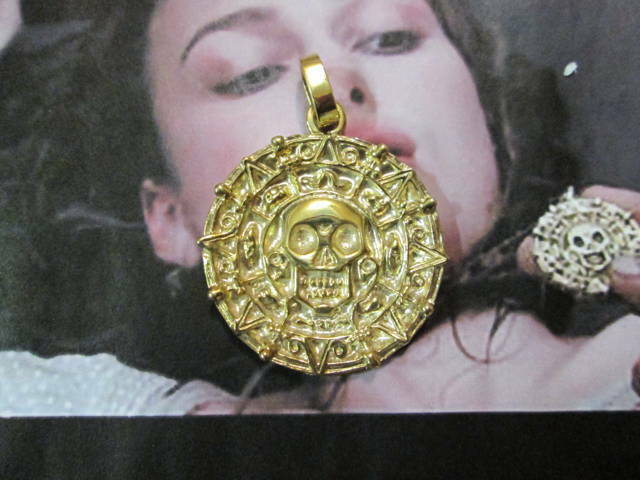 Pirates Caribbean AZTEC SKULL COIN made Yellow Gold 18 K-handicraft | eBay