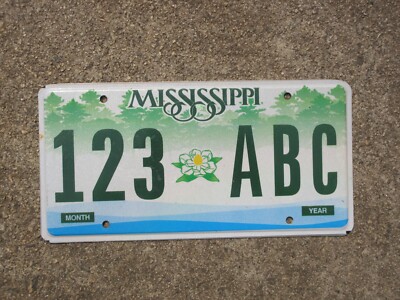 2004 Mississippi Sample License Plate MS Magnolia 123 ABC FLAT RARE | eBay