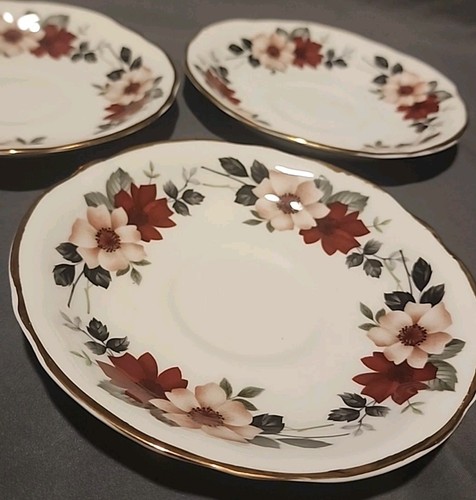 Vintage Arklow Fine Irish Bone China Set Of 3 Floral Gold Saucer Plates ...