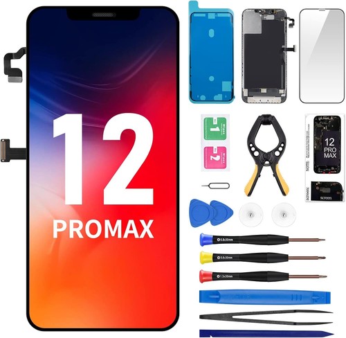 For iPhone 12 Pro Max Screen Replacement with Front Speaker Proximity ...