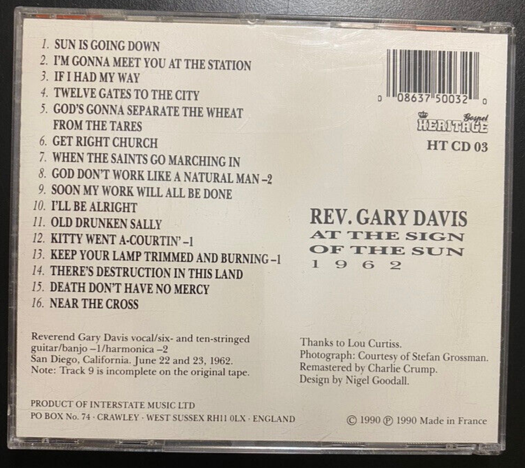 At the Sign of the Sun by Rev. Gary Davis (CD, Sep-1994, Gospel ...