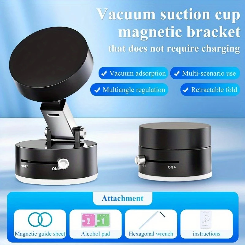 360 Vacuum Strong Magnetic Phone Holder Suction Cup Car Stand Foldable ...
