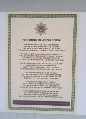 Irish Guards Poem | eBay UK