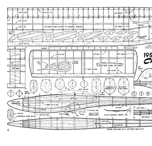 World Champion Free Flight Glider 66" Model Airplane Printed Plans ...