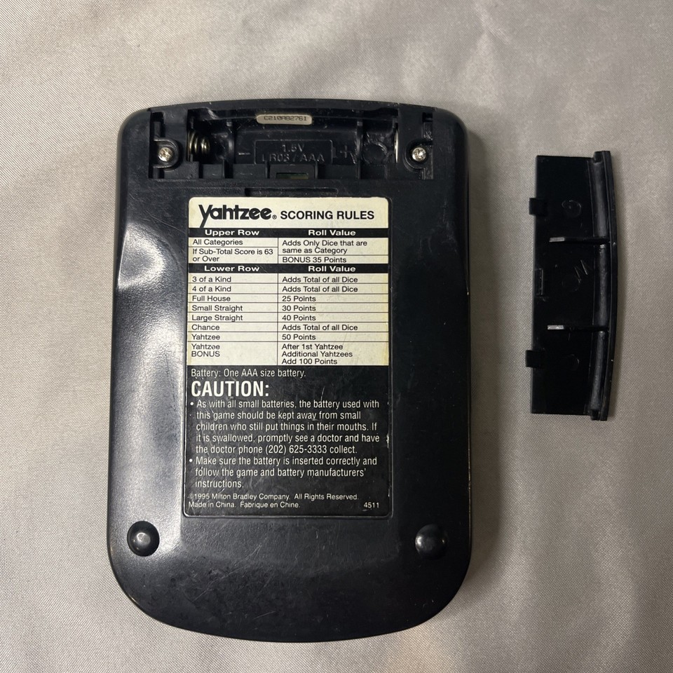 Vintage 1995 Yahtzee Electronic Hand held Game Milton Bradley TESTED | eBay