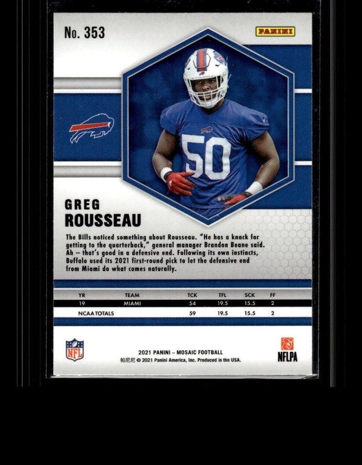 GREG ROUSSEAU CARD #353 BFU2R5S1P017 fREE SHIPPING | eBay