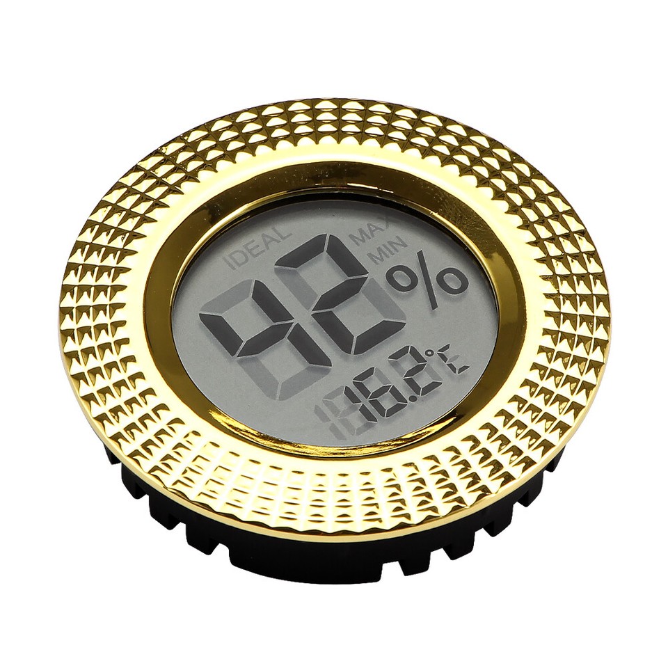 1 PC Travel Digital Cigar Humidor Hygrometer Round Gold Gauge New ...