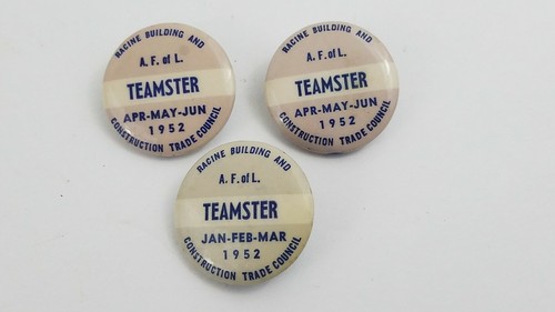 Teamsters Union Racine Construction Pinback Button Pin 1952 WI Vintage ...