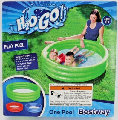 Kids Baby Toddler Play Pool H2O Go! Bestway 40.2" 9.8" Tall 3 Ring Blow ...