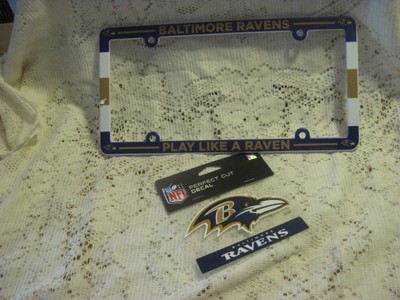 BALTIMORE RAVENS PURPLE PLASTIC LICENSE PLATE FRAME AND 4 INCH DEAL 6 ...