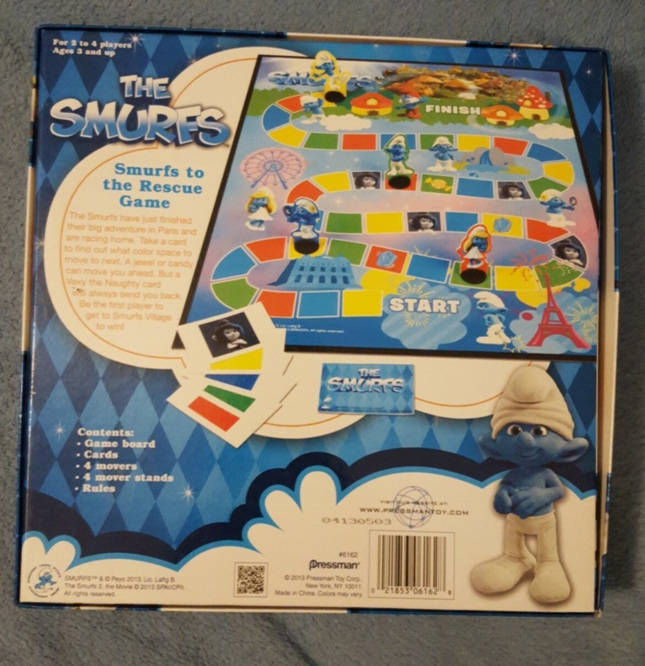 The Smurfs Board Game "Smurfs to The Rescue" 2013 Pressman Preschool 3 ...