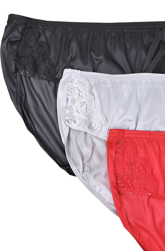 Shadowline Underwear Womens Red Black Silver Hipster Nylon Panties w ...