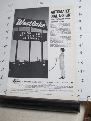 magazine ad 1970 AMERICAN Sign Spokane WA Daly City CA store sign dial ...