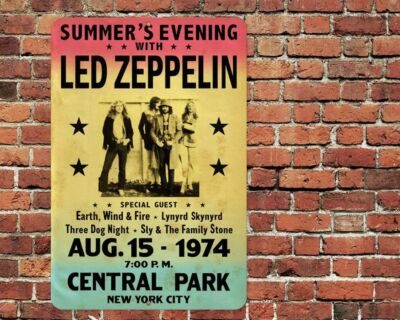 Led Zeppelin Metal Tin Sign 8"x12" Central Park NYC Concert | eBay