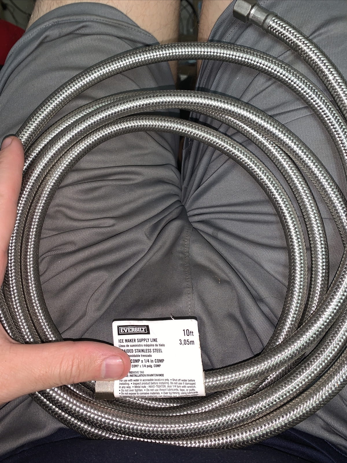 Everbilt 10ft. Stainless Steel Ice Maker Supply Line 1/4"x1/4" Open Box ...
