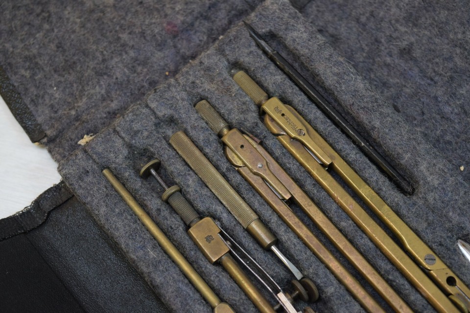 Antique Engineering CALLIGRAPHY Drafting Tools Compasses ORIGINAL ...