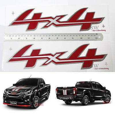 PAIR STICKER DECALS "4X4" REFLECTIVE R-W FOR NEW ISUZU DMAX D-MAX 2016 ...