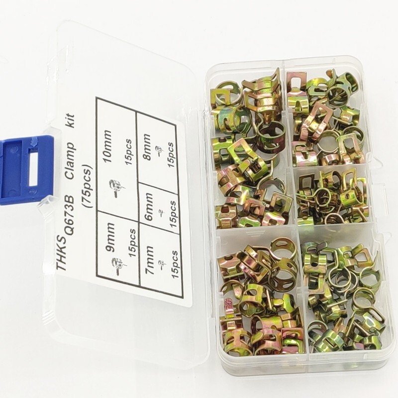 75pcs 6-10mm Spring Clamp Water Hose Clamp Fuel Pipe W/ Box Case For ...