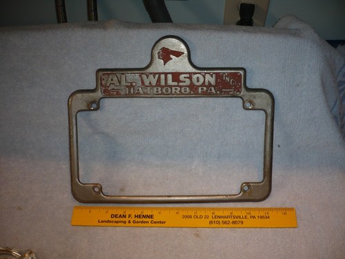 1930's 1940's Vintage PONTIAC Dealer license plate frame hatboro pa ...
