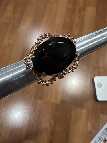 Smoky Quartz Silver Ring w/ 14k Rose gold Inlays And Clear Quartz. A4 ...