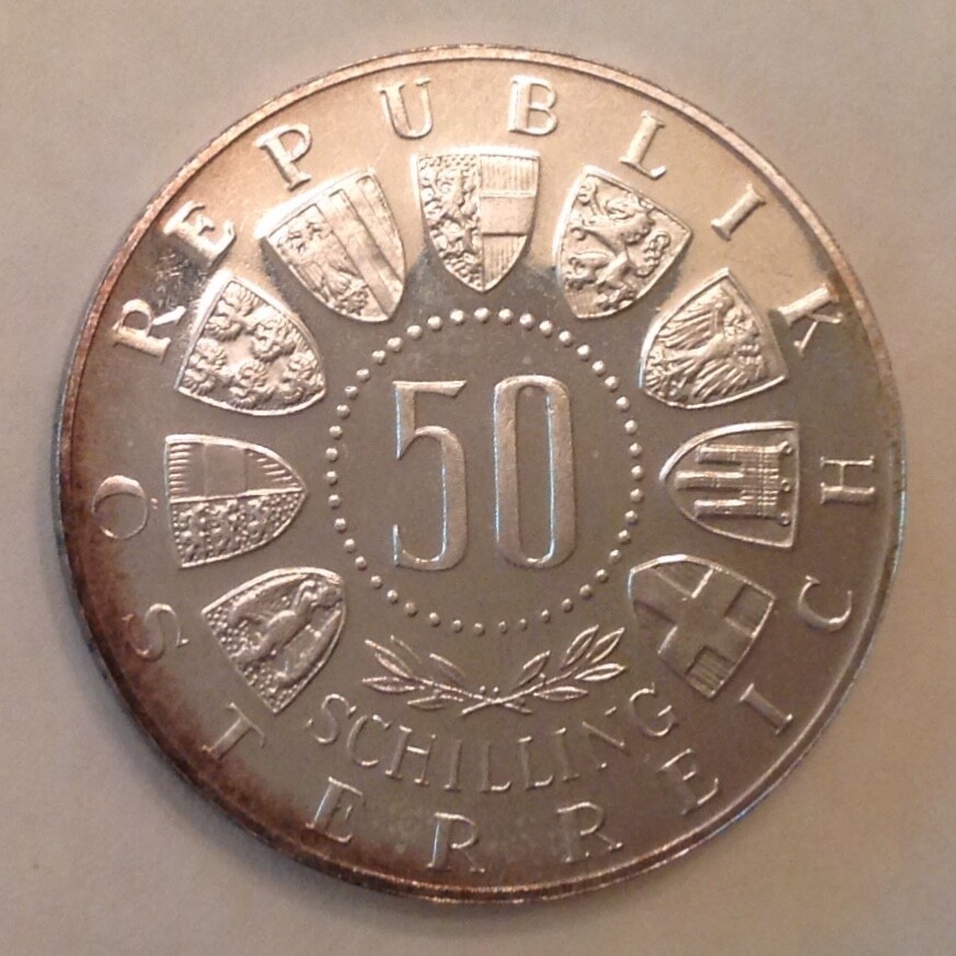 ~ 1964 Austria Winter Olympics Innsbruck 50 Shilling Coin .900 Silver ...