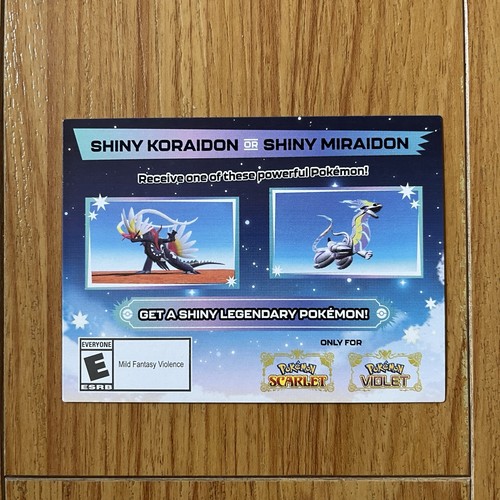 Pokemon Scarlet & Violet Code Shiny Koraidon Miraidon UNSCRATCH New ...