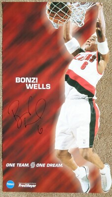Signed BONZI WELLS 2000-1 POSTER In-Person Handout Portland Blazers ...