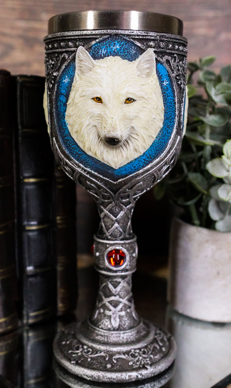 Ebros Spirit White Wolf Celtic Magic 7oz Wine Chalice Goblet with Red ...