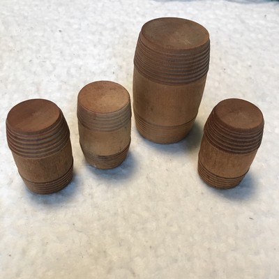 4 NICE MINIATURE WOODEN BARRELS 2” And 3” OPENS UP FOR STORAGE | eBay