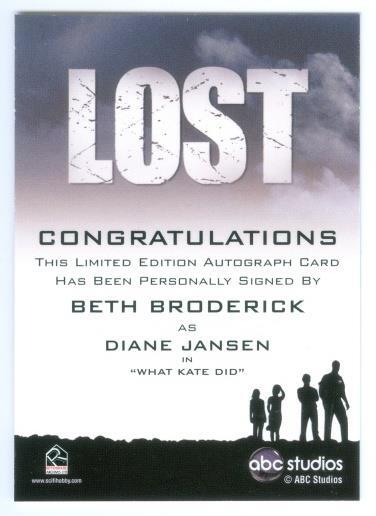 BETH BRODERICK "DIANE JANSEN AUTOGRAPH CARD" LOST ARCHIVES | eBay