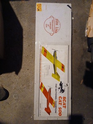FLITE LINE MODELS "SCAT CAT" Vintage RC Airplane Kit Wood Quickie 500 ...