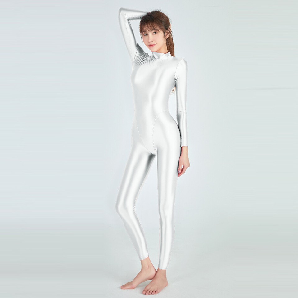 AMORESY Women Shiny Jumpsuits Overall Legging Bodysuit Catsuit Yoga ...